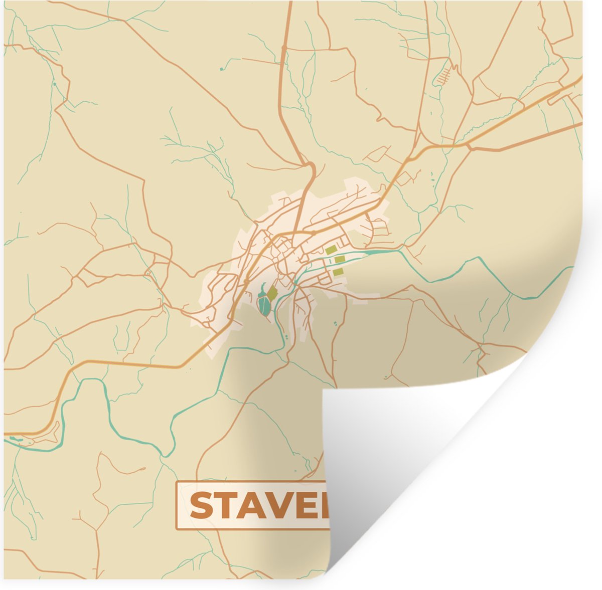 Muurstickers - Stadskaart - Plattegrond - Vintage - Kaart - Stavelot ...
