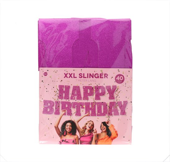 Happy Birthday sling XXL - Roze - Verjaardag - Feest | bol