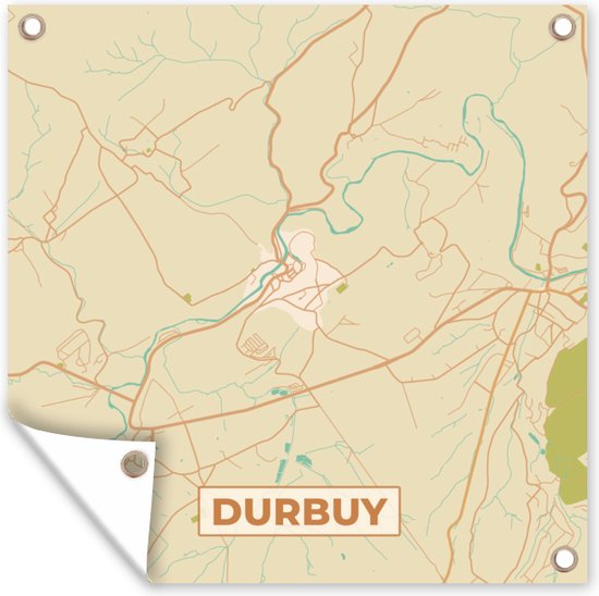 Tuindoek Vintage - Kaart - Durbuy - Plattegrond - Stadskaart - 100x100 ...