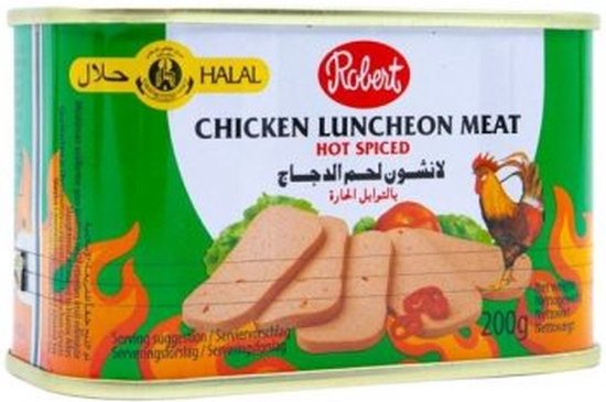 Robert luncheon Meat Ingeblikte Halal Kip Scherp 2 x 200 Gram | bol