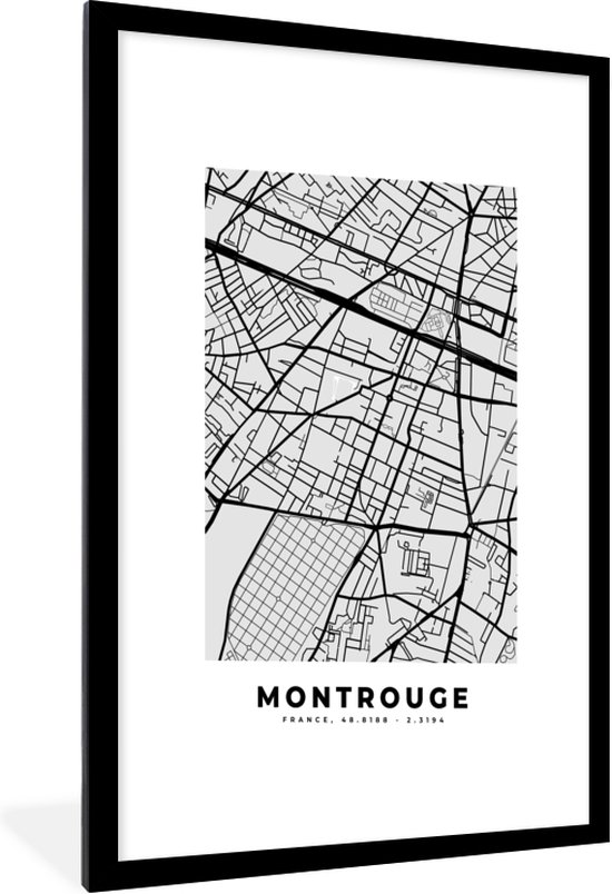 Fotolijst incl. Poster - Frankrijk – Montrouge – Stadskaart ...