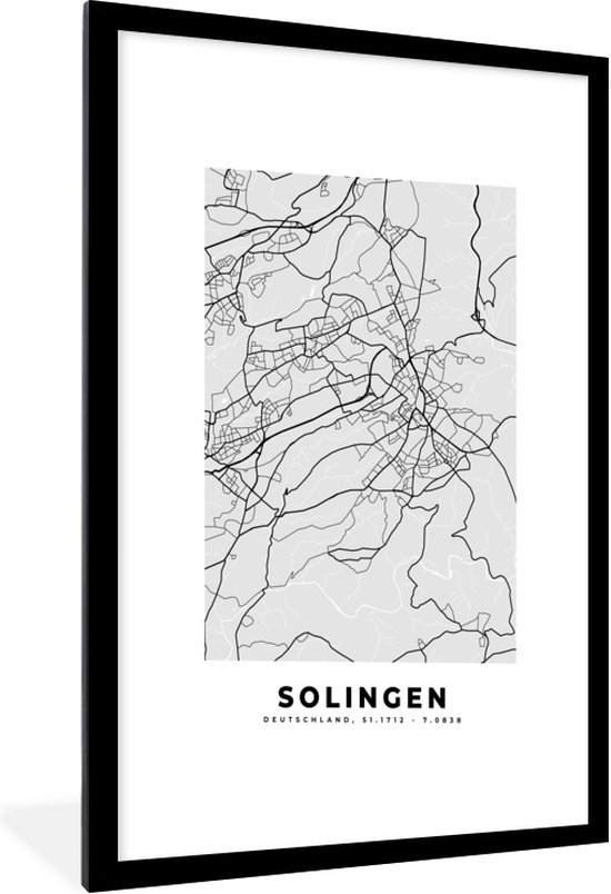 Fotolijst incl. Poster - Plattegrond - Duitsland - Solingen- Kaart ...