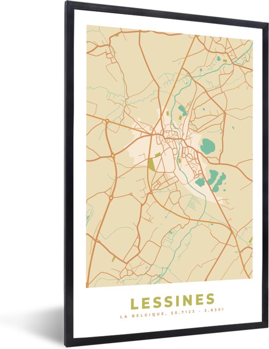 Fotolijst incl. Poster - Kaart - Plattegrond - Stadskaart - Vintage ...