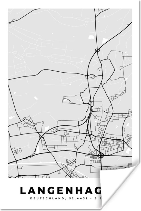 Poster Langenhagen - Plattegrond - Duitsland - Stadskaart - Kaart ...