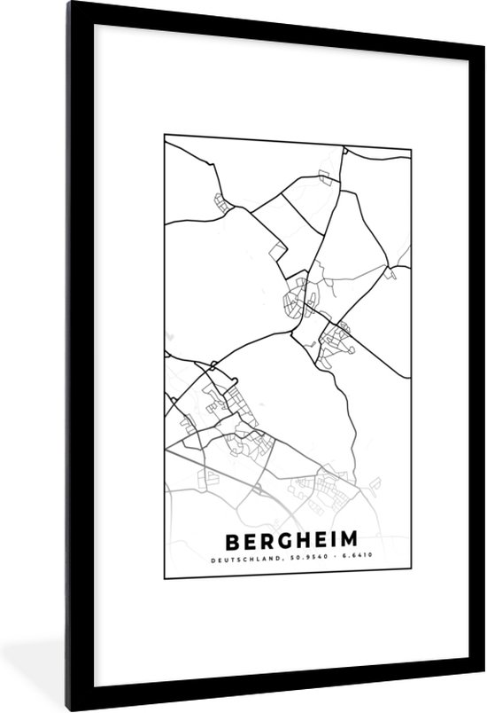 Fotolijst incl. Poster - Kaart - Bergheim - Plattegrond - Stadskaart ...