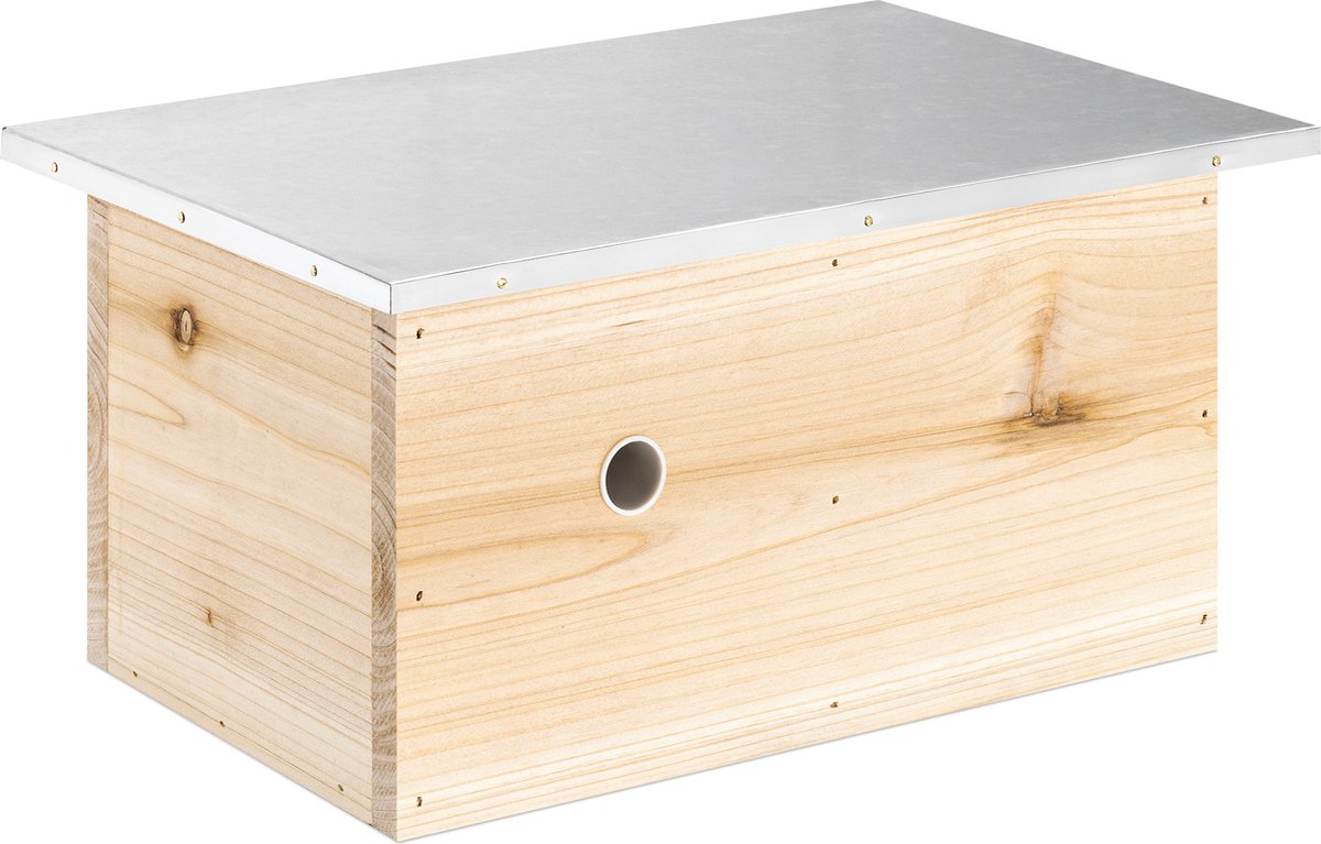 Navaris Bijenhotel van hout en metaal - Met verluchtingsgaatjes- Houten ...