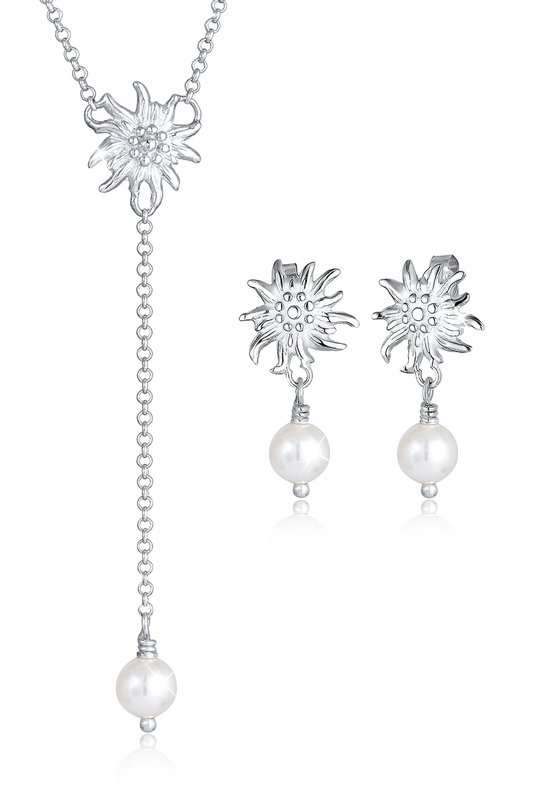 Elli - Sieraden Set - Dames Wiesn Edelweiss Set Parel in 925 sterling ...