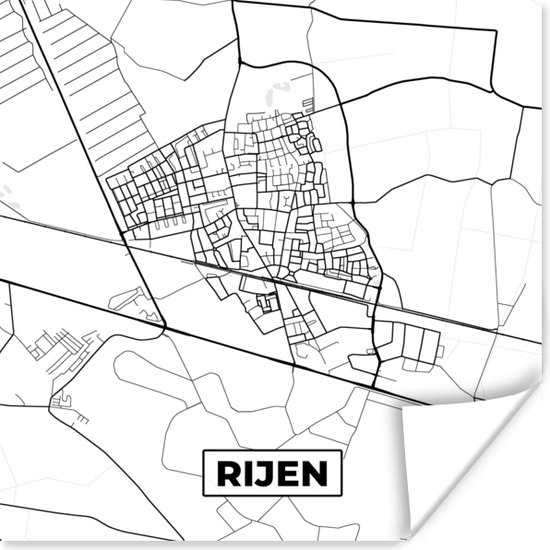 Poster Kaart - Rijen - Plattegrond - Stadskaart - 50x50 cm | bol