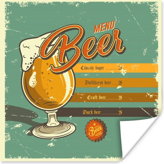 Poster Mancave - Bier - Bar - Vintage - 30x30 cm - Vaderdag cadeau ...