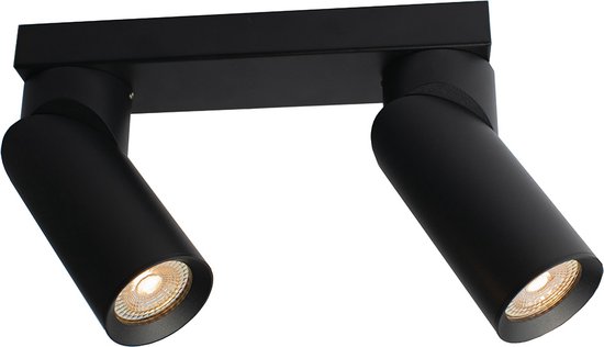 Moderne dubbele plafondspot | Aluminium | beweegbaar | Zwart | Rita ...