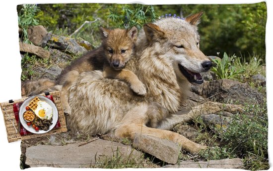 Waterdicht Picknickkleed - Geschikt als Strandlaken / Strandmat - Wolf ...