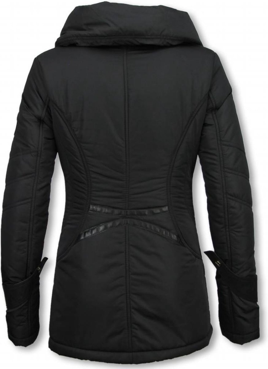 Winterjassen - Dames Winterjas Halflang - Regular Slim - Zwart | bol.com