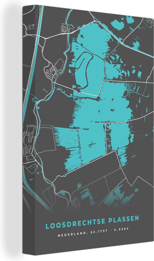 Canvas Schilderij Stadskaart - Nederland - Plattegrond - Water - Kaart ...