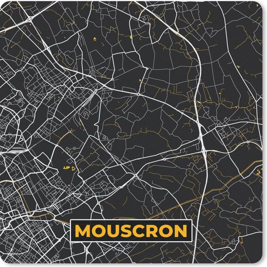 Muismat - Plattegrond - Stadskaart - Goud - Mouscron - Kaart - 20x20 cm ...