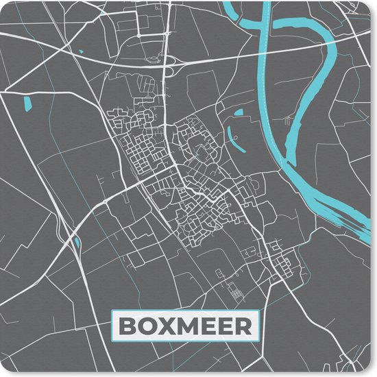 Muismat - Stadskaart - Boxmeer - Blauw - Kaart - Plattegrond - 20x20 cm ...