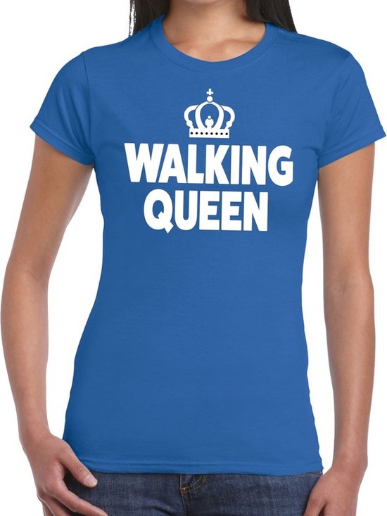 Walking Queen t-shirt blauw dames - feest shirts dames - wandel ...