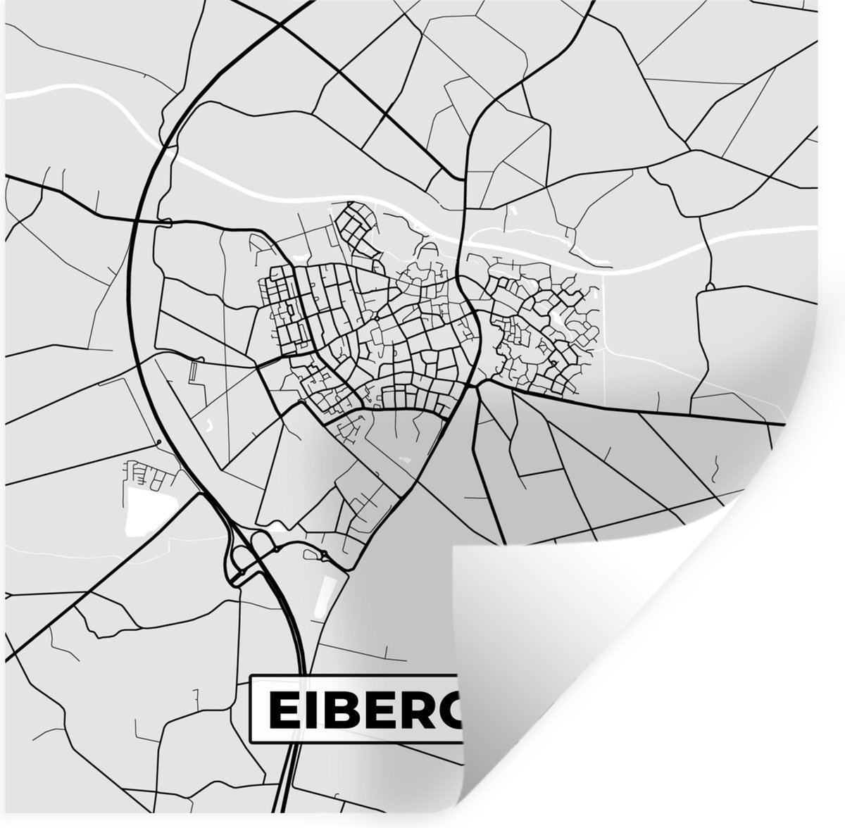 Muurstickers - Plattegrond - Eibergen - Kaart - Stadskaart - 120x120 cm ...