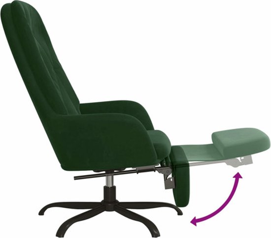 vidaXL Relaxstoel met voetensteun fluweel donkergroen | bol.com