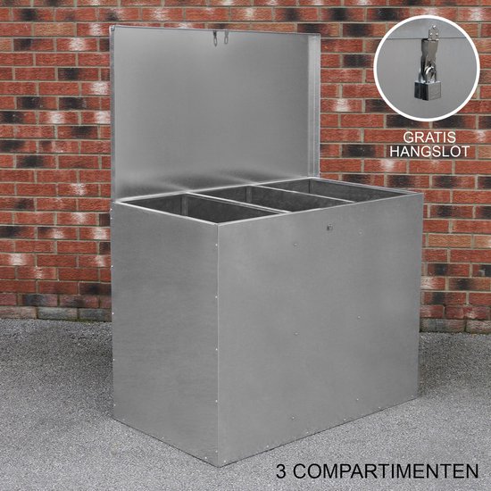 Metalen Voedselcontainer – 64 liter -88.5x67.5x125.5cm - 3 ...