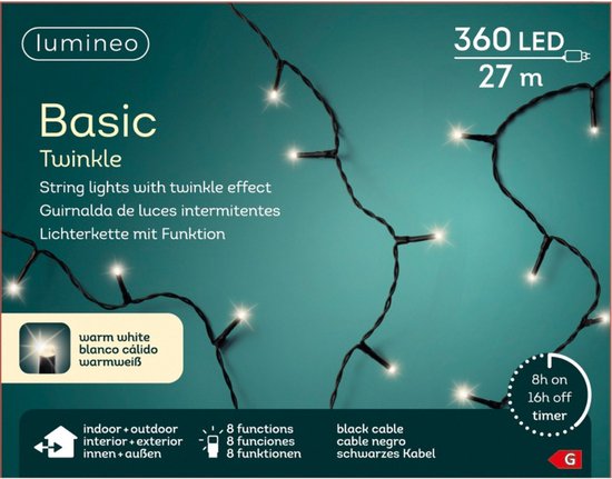 Basic Twinkle Lights 360led 27m warm white | Lumineo 494167 | bol