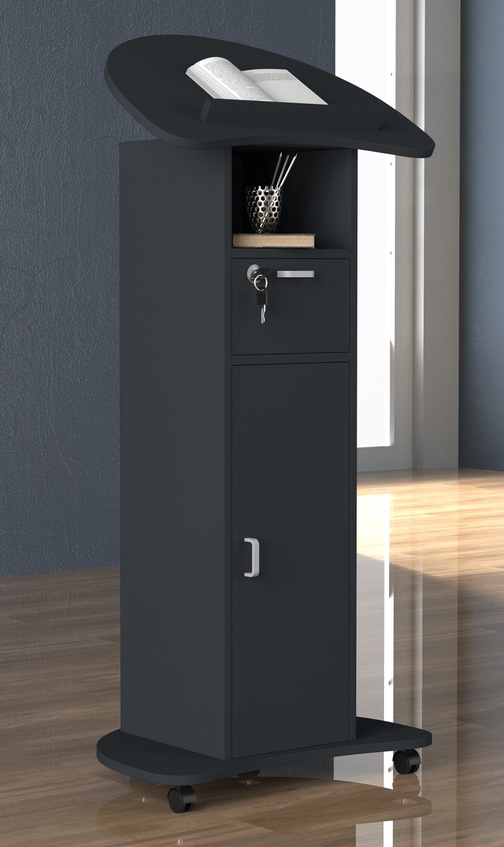 VCM Houten Staand Bureau Lessenaar Mobiele Staande Tafel Rolbare Wielen ...