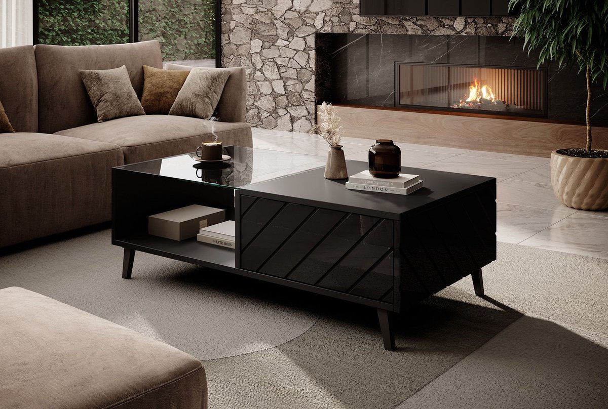 Meubella - Salontafel Lodge - Zwart - 120 cm | bol