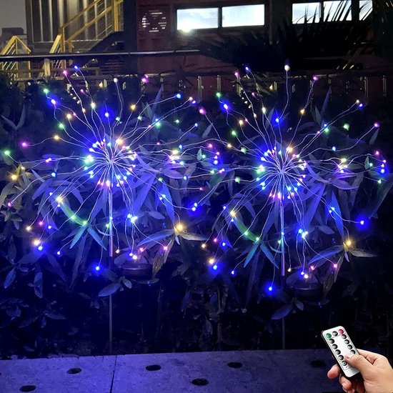 BOTC 120 Leds Solar Vuurwerk met grondspies - met remote - 2 stuks ...