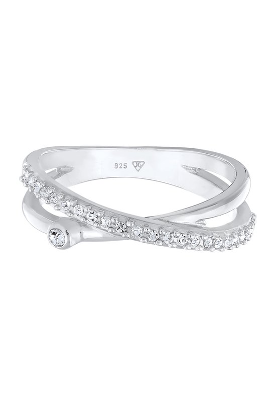 Elli Dames Ring Dames wikkel X-vorm fonkelend met kristallen in 925 ...