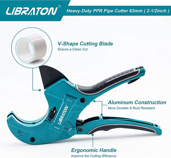 Libraton PVC Pipe Cutter 63mm, Grote PVC Cutter, Verbeterde Blade voor ...