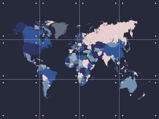IXXI World Map Mosaic Navy - Wanddecoratie - Abstract - 80 x 60 cm ...