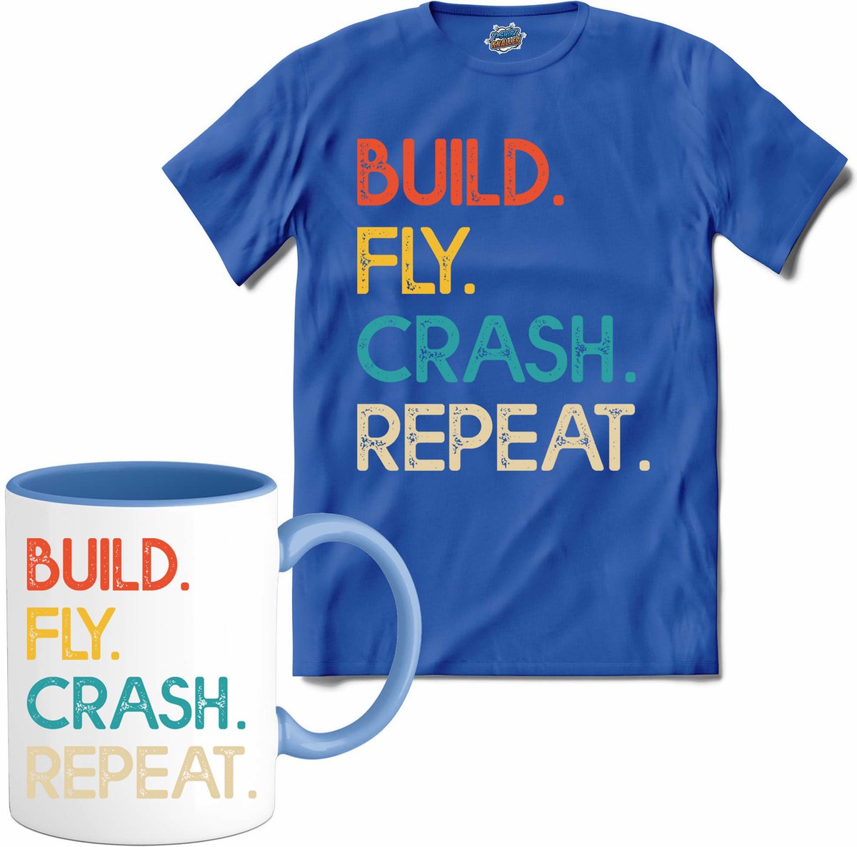 Build fly crash repeat | Drone met camera | Mini drones - T-Shirt met ...