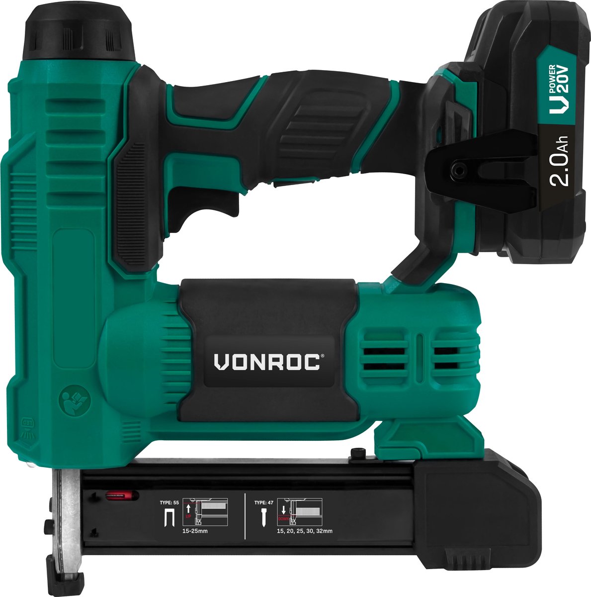 VONROC accu tacker – VPower 20V – Incl. 1000 nieten & 1000 spijkers ...