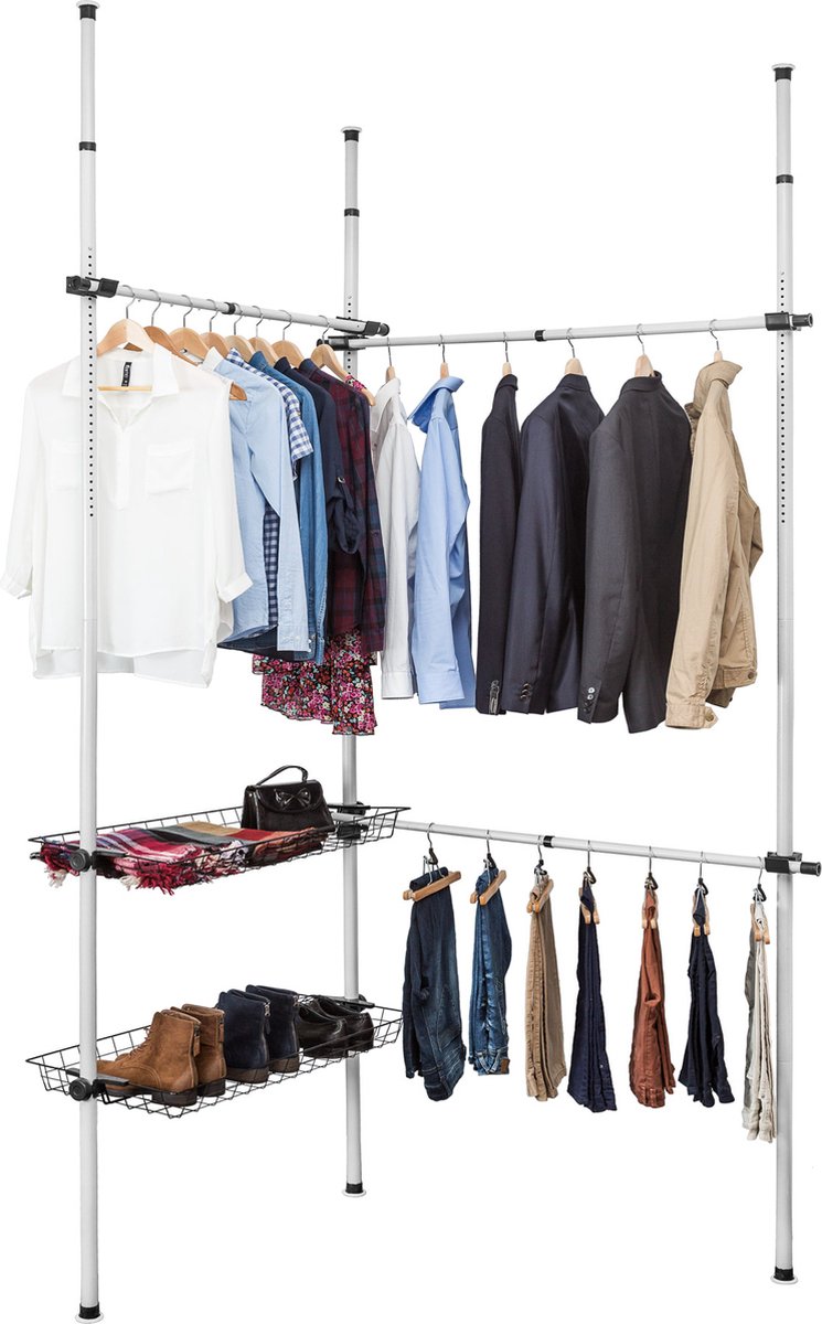 tectake® - Kledingrek - Telescopisch - in hoogte verstelbaar - incl ...
