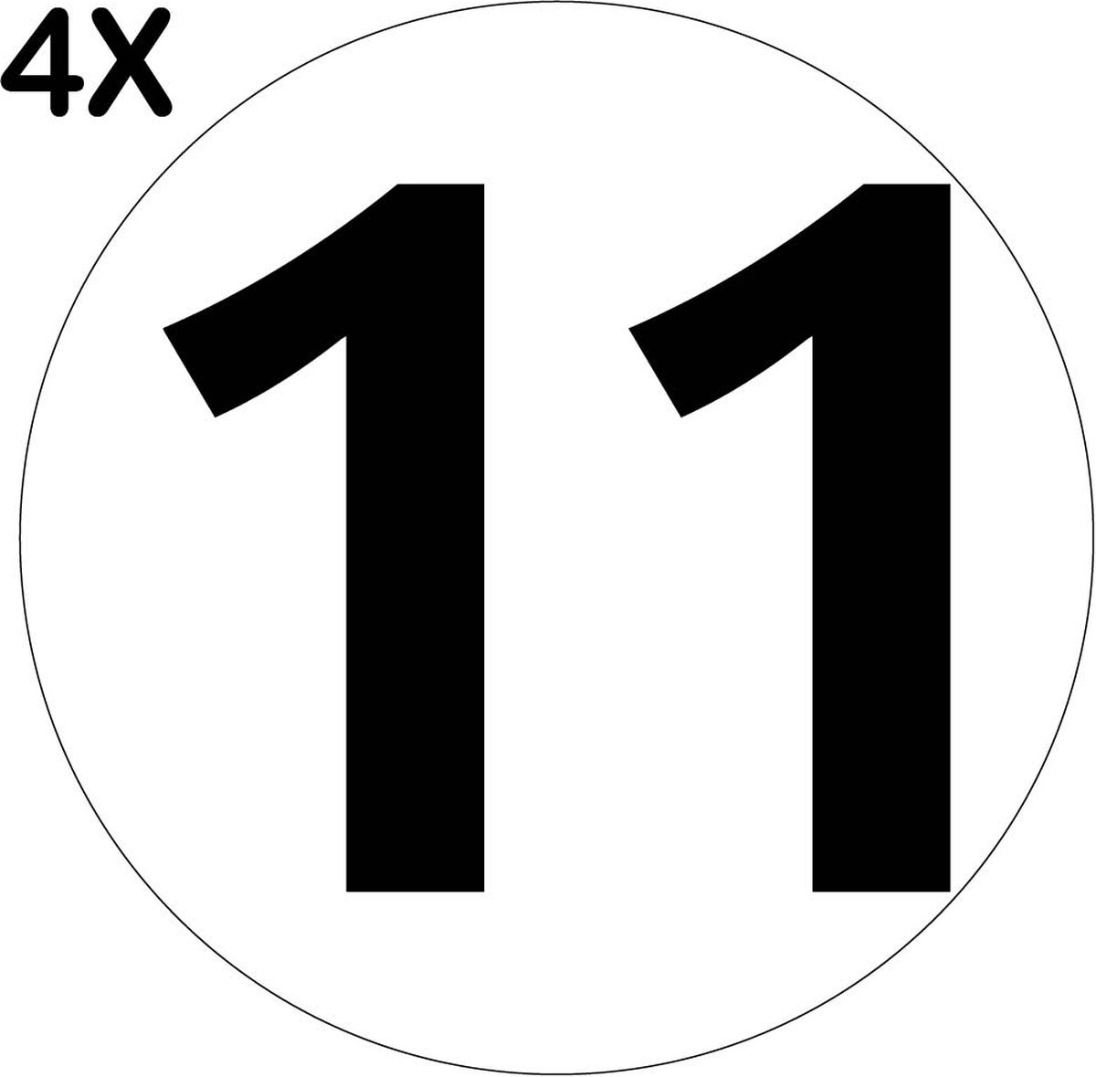 Containerstickers Huisnummer "11" - 25x25cm - Wit met Zwarte Cirkel ...