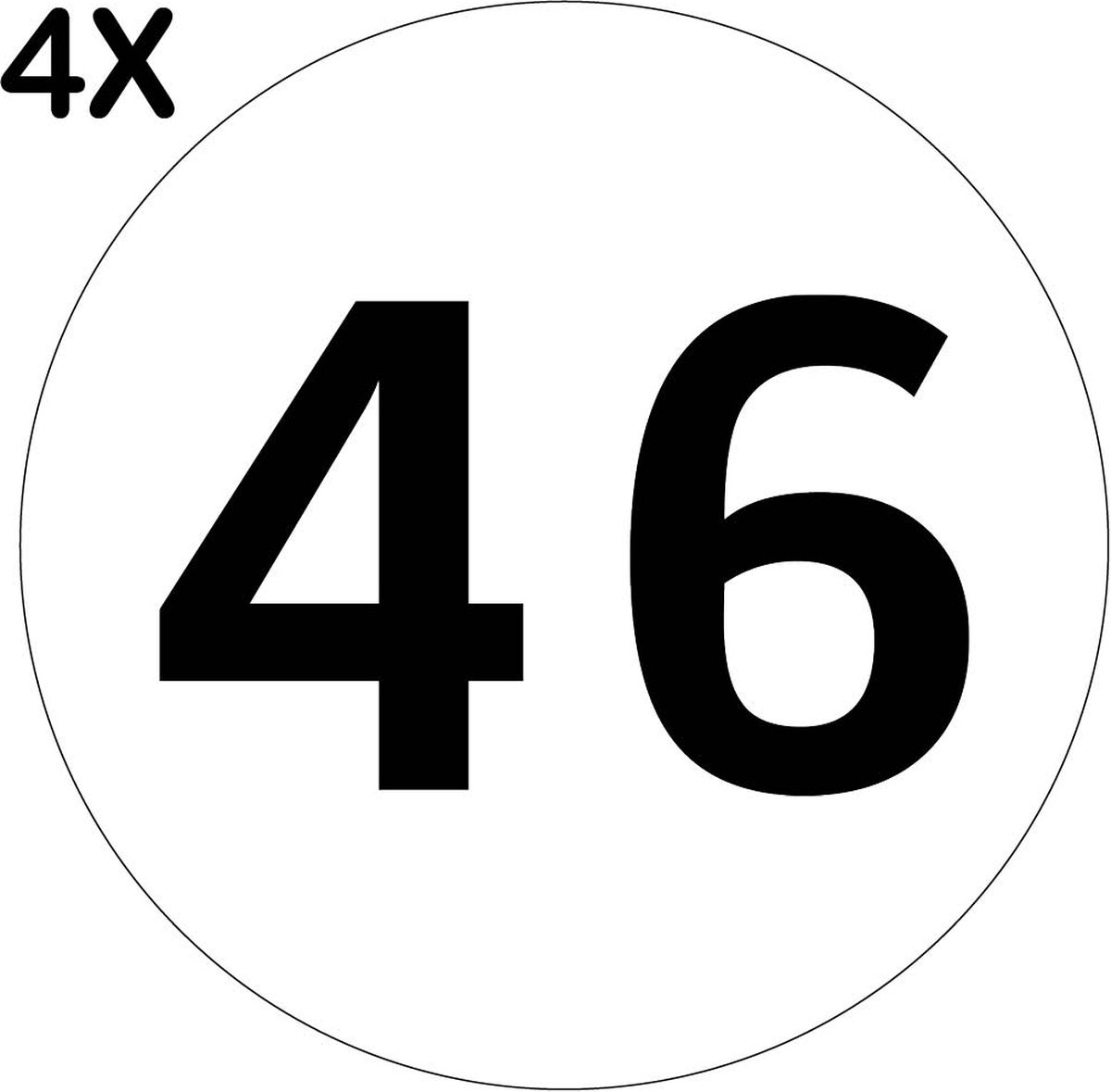 Containerstickers Huisnummer "46" - 25x25cm - Wit met Zwarte Cirkel ...