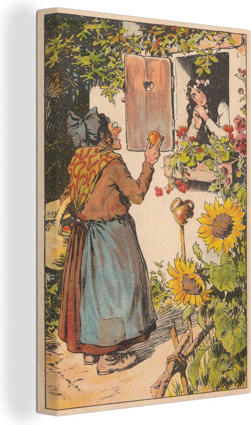 Canvas Schilderij Een tekening van de koningin die Sneeuwwitje een ...