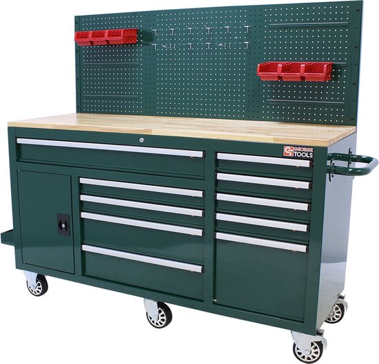 George Tools mobiele werkbank - Werktafel met 10 laden, 1 opbergkast ...