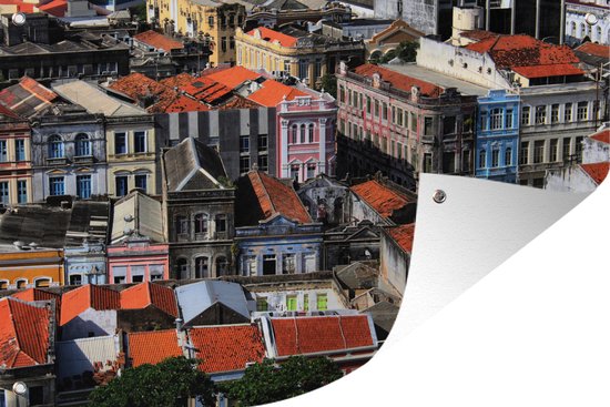 Tuindecoratie Gekleurde daken van Recife in Brazilië - 60x40 cm ...