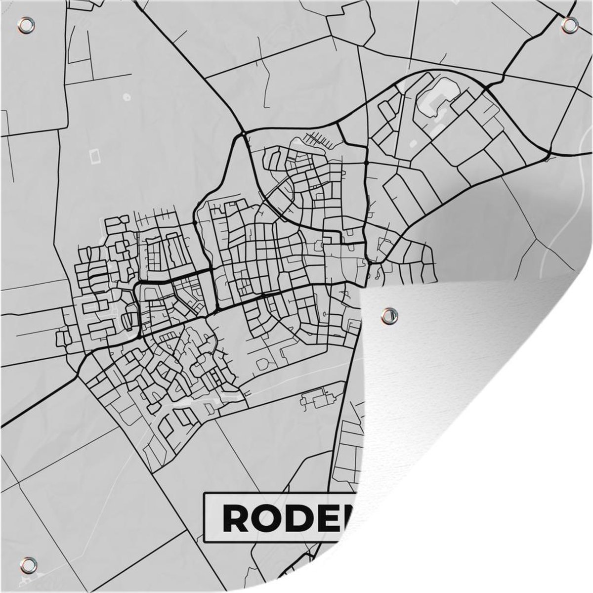 Tuinposters Stadskaart - Roden - Grijs - Wit - 50x50 cm - Plattegrond ...