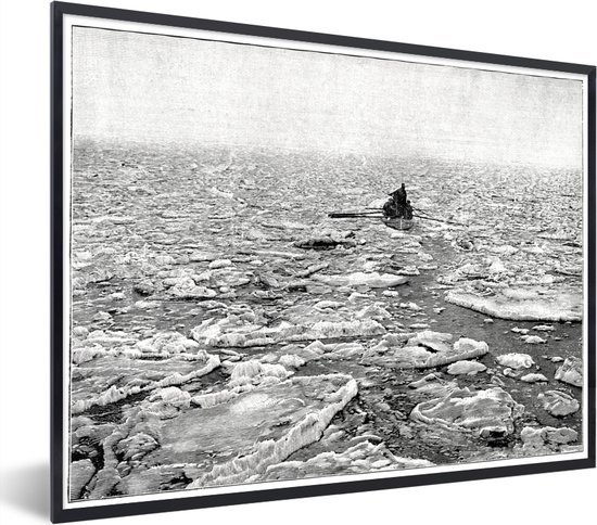 Fotolijst incl. Poster - Een vintage tekening van de Waddenzee - 80x60 ...