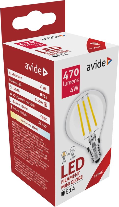 Avide LED lamp filament 470lm 4W E14 EW | bol.com