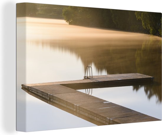 Canvas Schilderij Scandinavische steiger over het water - 30x20 cm ...