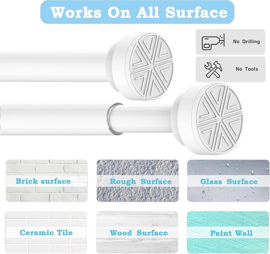 Uitschuifbare Trekstang 52-80 cm voor Badkamer en Keuken - Roestvrij Staal en Effen Wit | bol