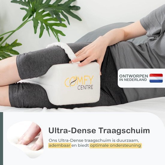 Knielkussen met band voor in bed - Beenkussen Orthopedisch ...
