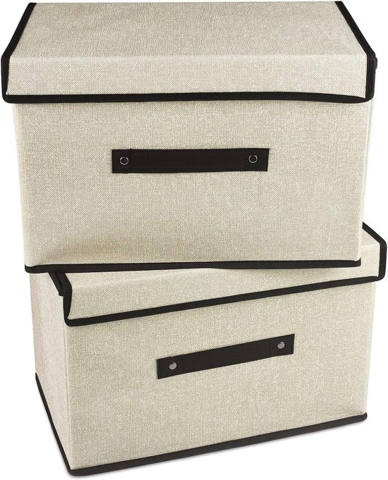Opvouwbare opbergdozen wit - 2 stuks - 36 x 23 x 24 cm - voor kleding ...