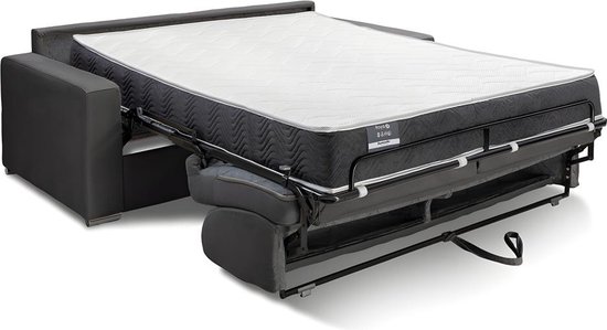 Vente-unique 4-zits slaapbank van fluweel CALITO - Antraciet - Slaapafm ...