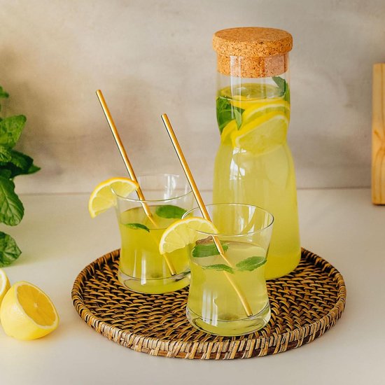 Glasen waterkaraf met natuurkurk - 1000 ml - Splendour collectie ...