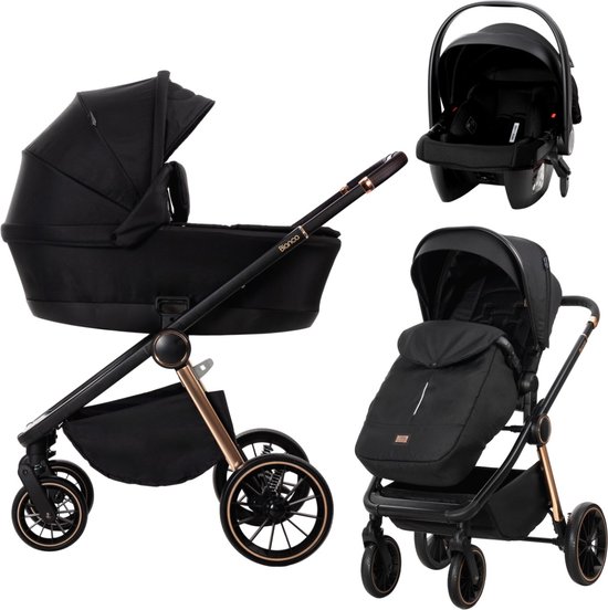 Lorelli Bianca 3-in-1 Kinderwagen - Zwart - Vanaf geboorte tot 4 jaar ...