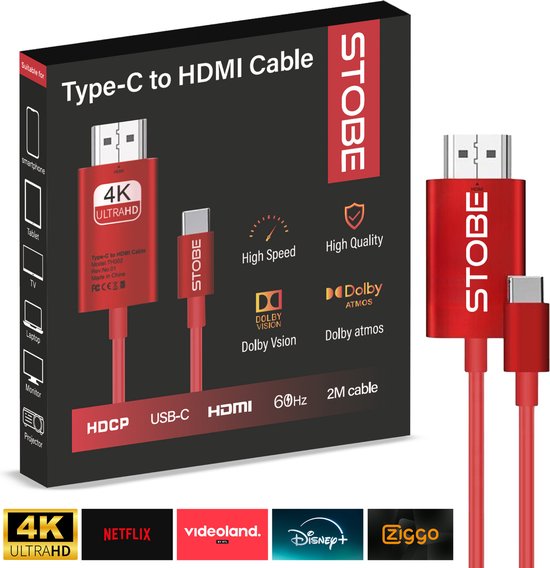 STOBE® USB-C naar HDMI streaming kabel - HDCP ondersteuning voor films ...