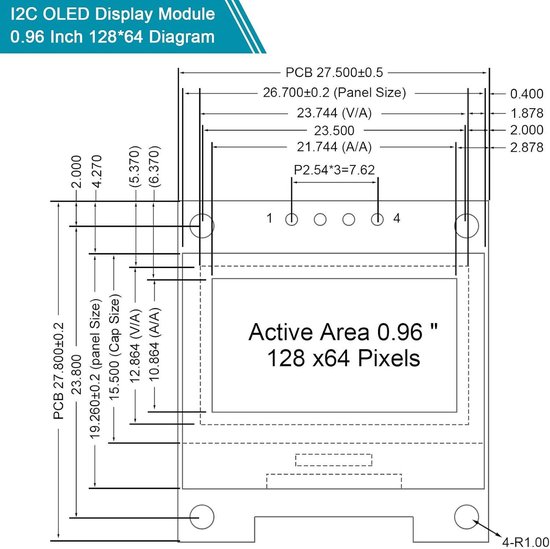 5 Stuks 096 Inch OLED-module 12864 128x64 Driver IIC I2C Seriële ...